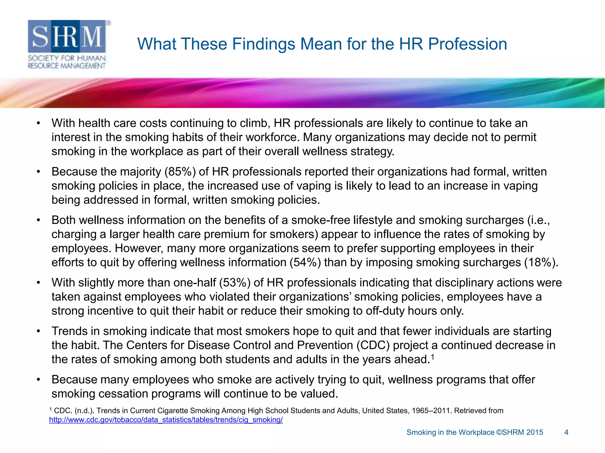 SHRM Survey Findings: Smoking in the Workplace | PPTX