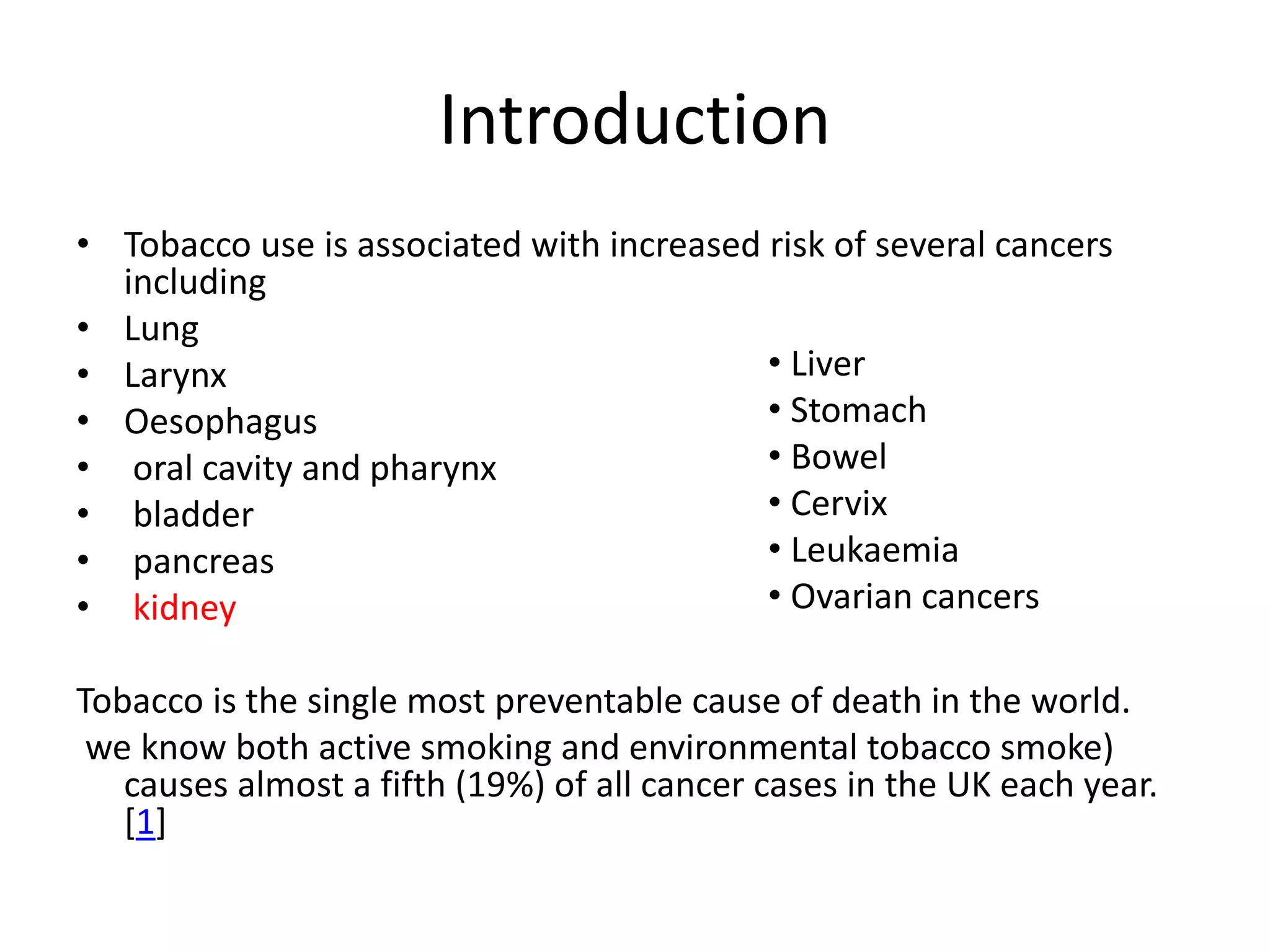 Smoking effect in the kidney, the urological point of view | PPTX
