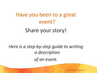 Describing an Event | PPTX