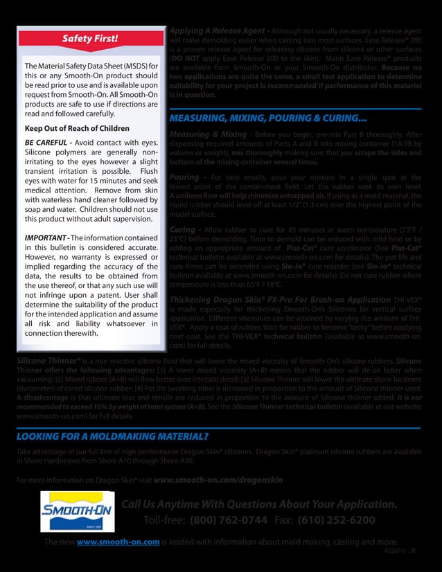 Smooth-On Dragon Skin FX Pro - EPOKS Kimyevi Ürünler | PDF