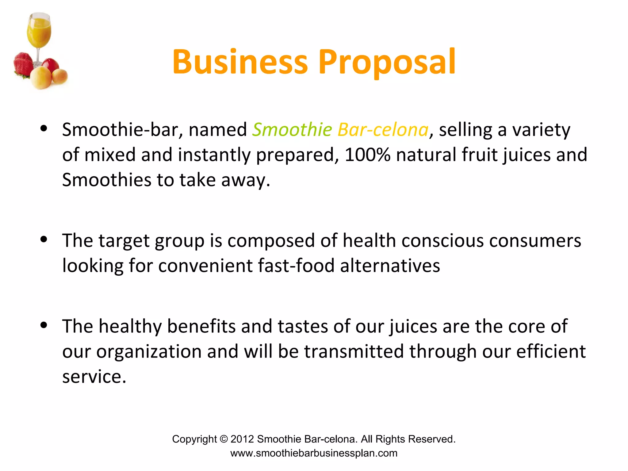 Smoothie and juice bar business plan | PPT