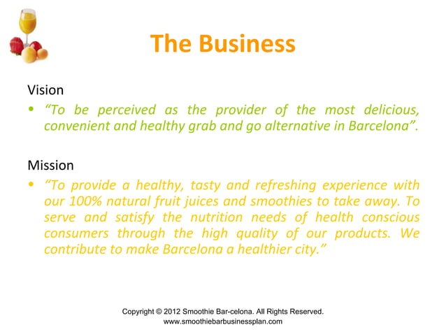 Smoothie and juice bar business plan | PPT