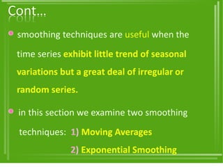 Time series analysis;Smoothing techniques; RMSE pptx | PPTX