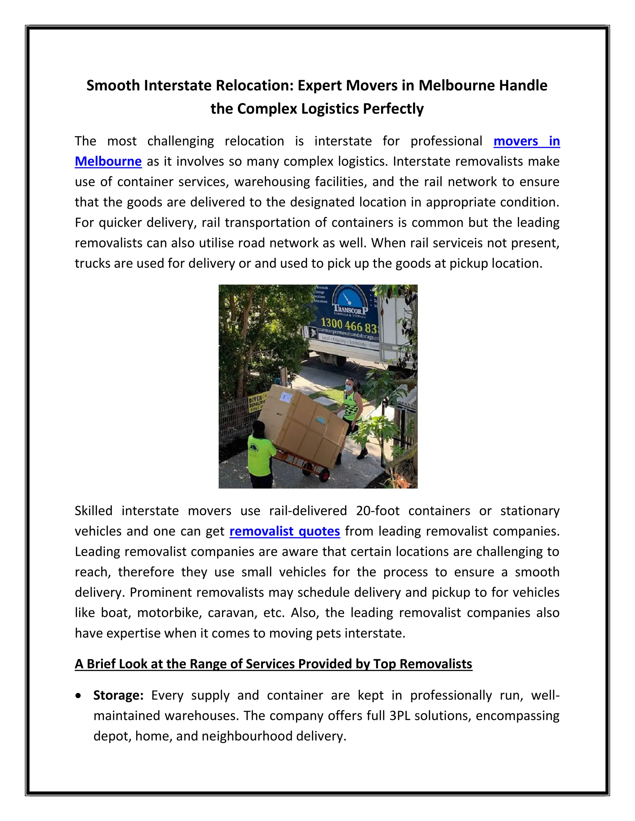 Smooth Interstate Relocation Expert Movers in Melbourne Handle the ...