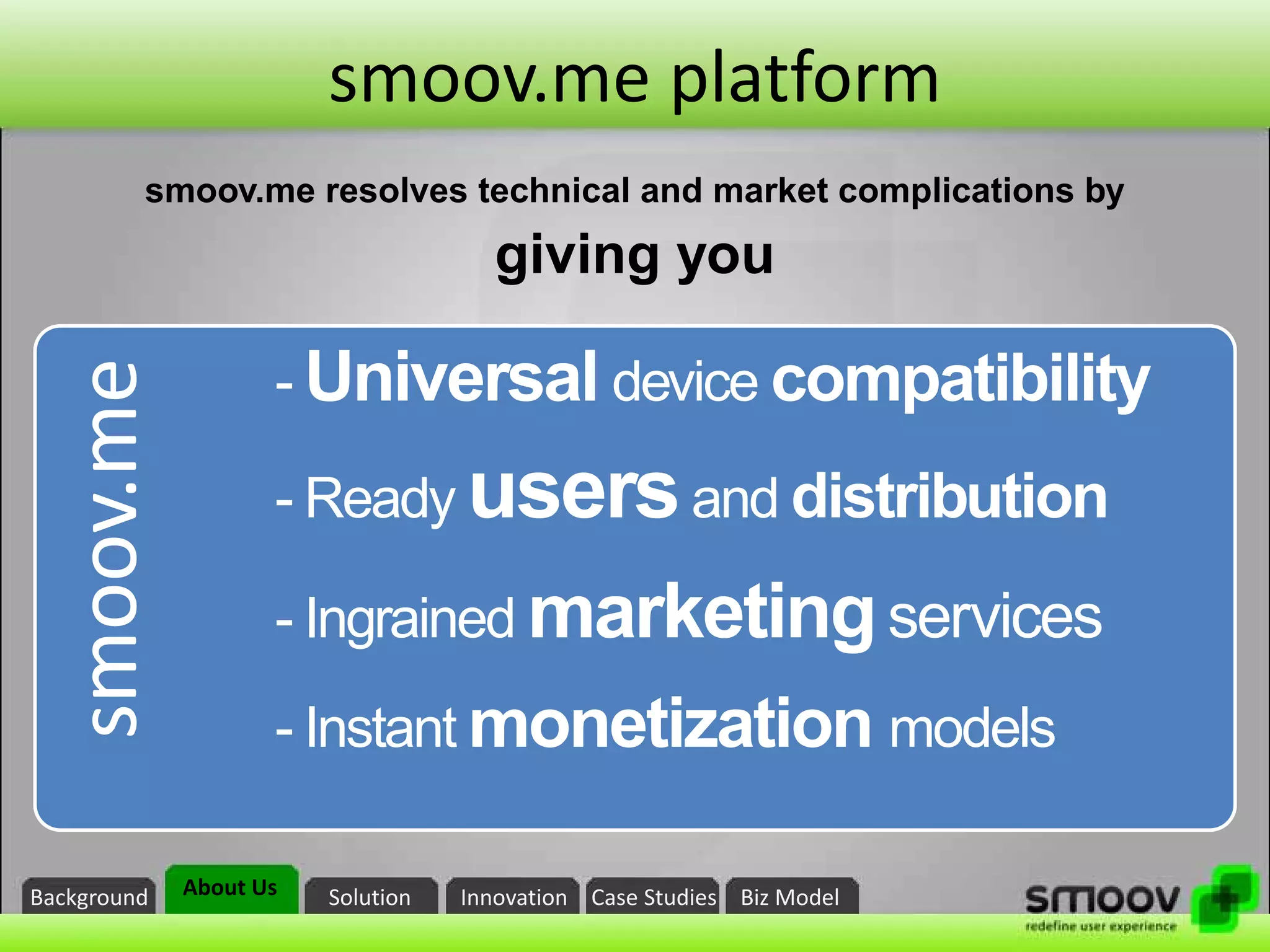Smoov.me Platform Overview | PDF | Smartphones | Consumer Electronics