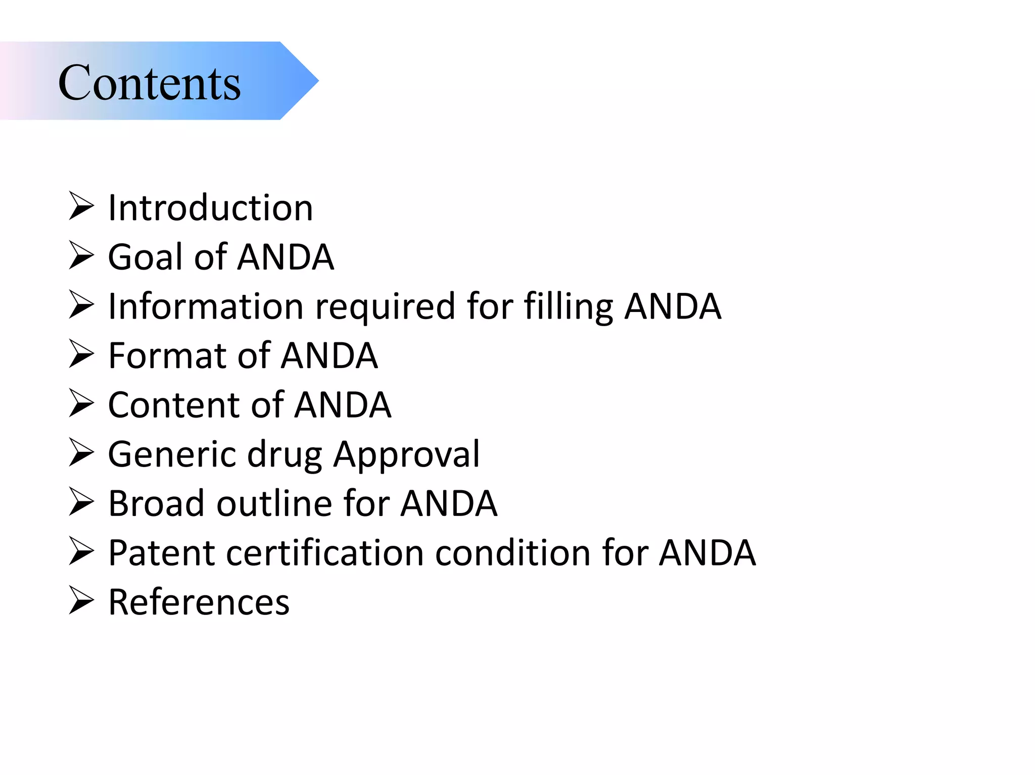 Abbreviated New Drug Application (ANDA).pptx | Pharmaceutical Industry | Industries