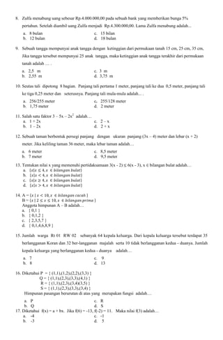 Latihan soal Matematika UN 2013 Paket 2 | DOCX