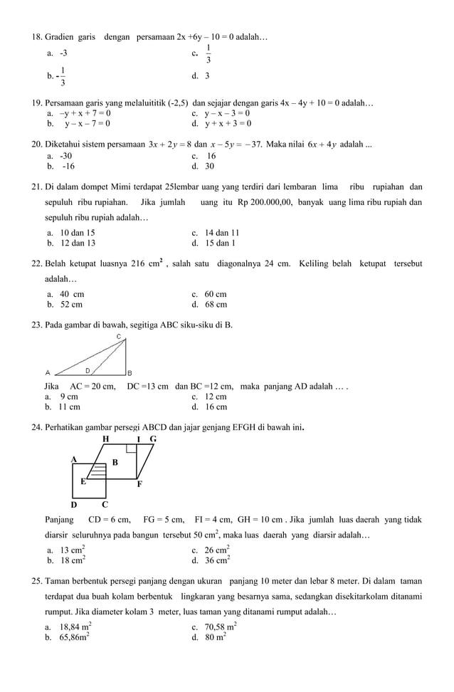 Latihan soal Matematika UN 2013 Paket 2 | DOCX