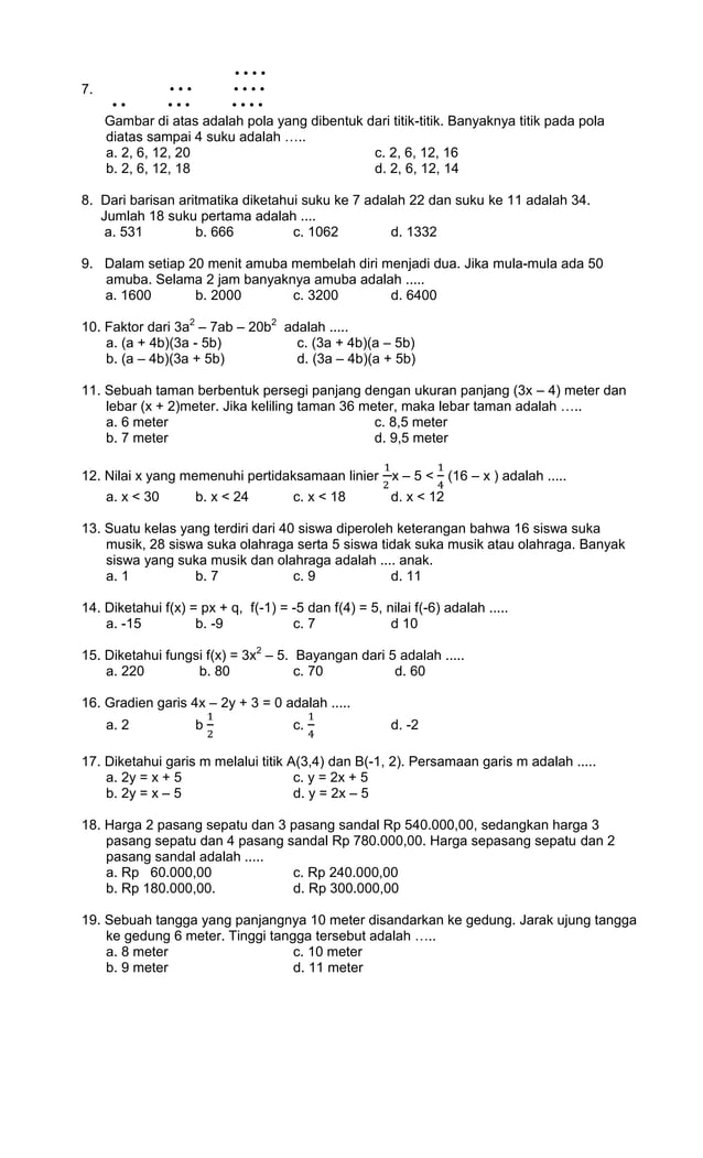 Latihan soal Matematika UN 2013 Paket 1 | PDF