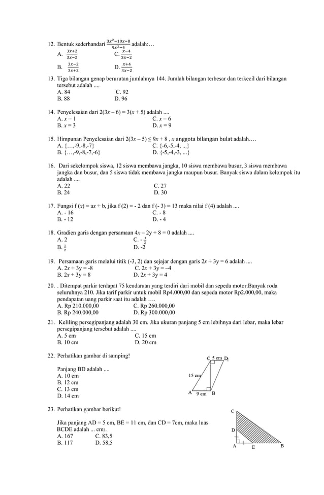 Latihan soal Matematika UN 2013 Paket 4 | DOCX