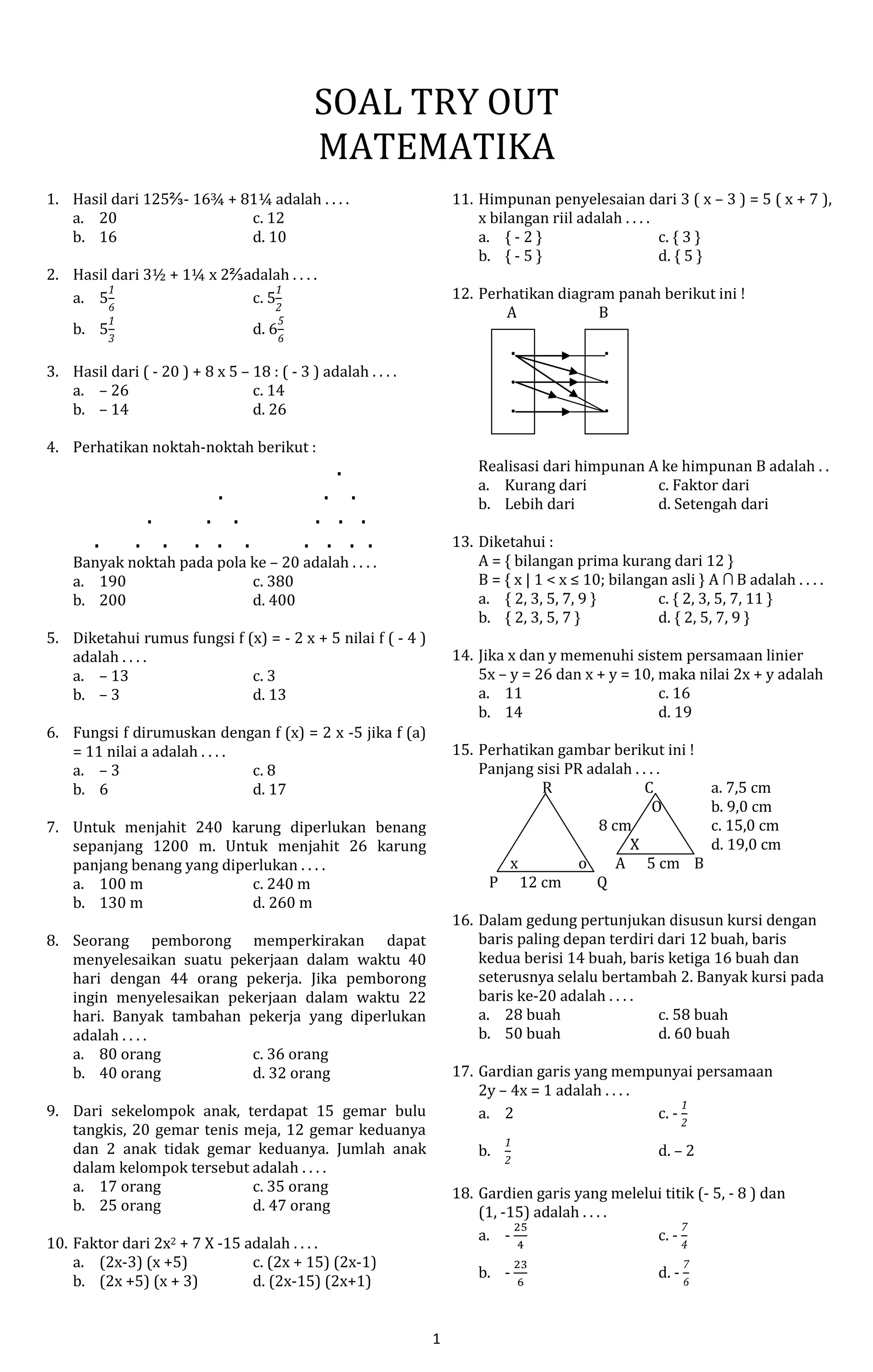 Latihan soal Matematika UN 2013 Paket 11 | DOCX