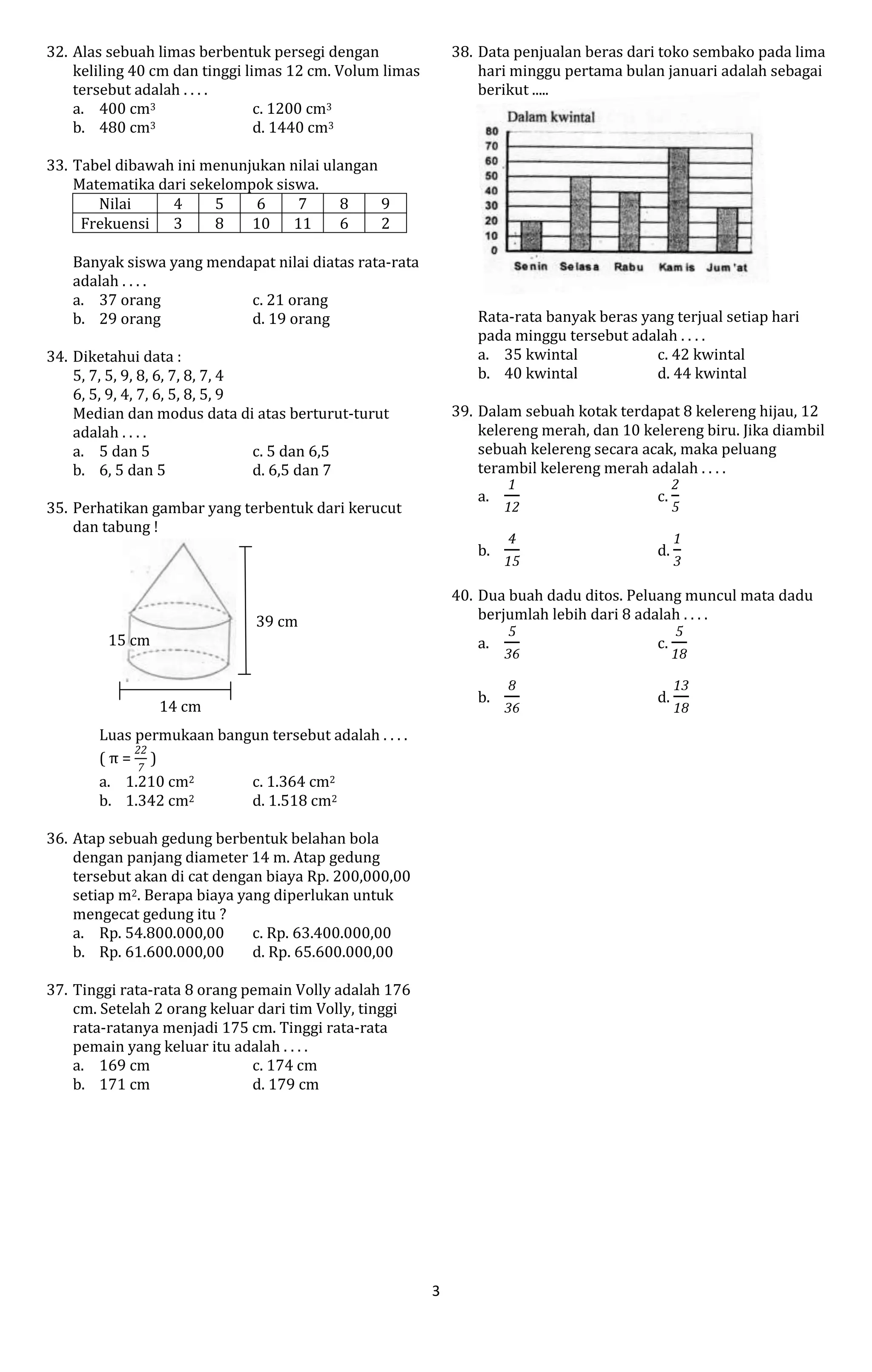 Latihan soal Matematika UN 2013 Paket 11 | DOCX