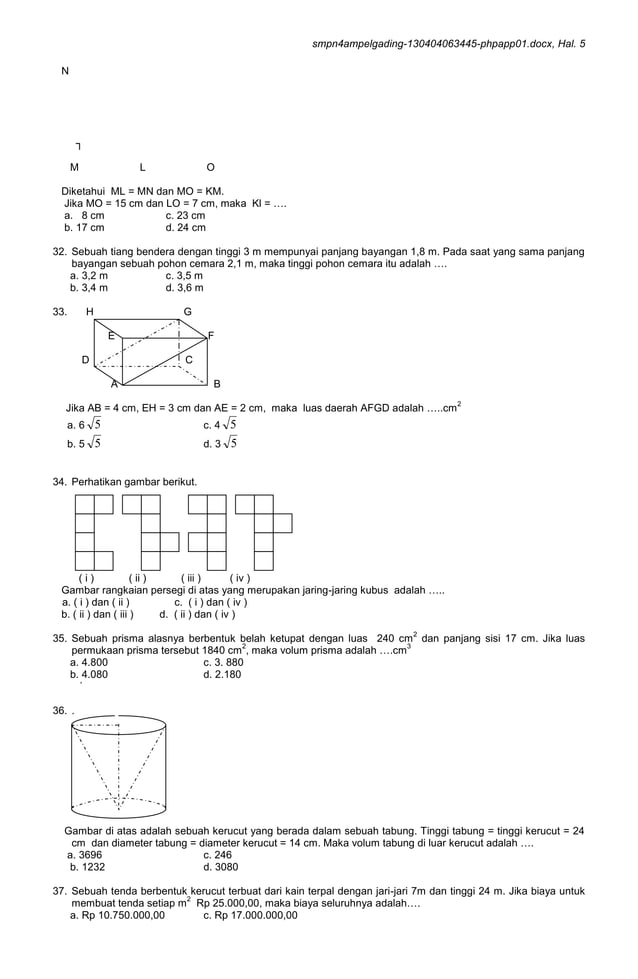 Latihan soal Matematika UN 2013 Paket 13 | PDF