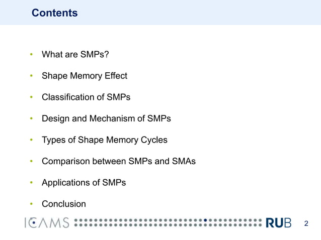 Shape Memory Polymers (SMPs) - Theory, Properties and Applications | PPTX