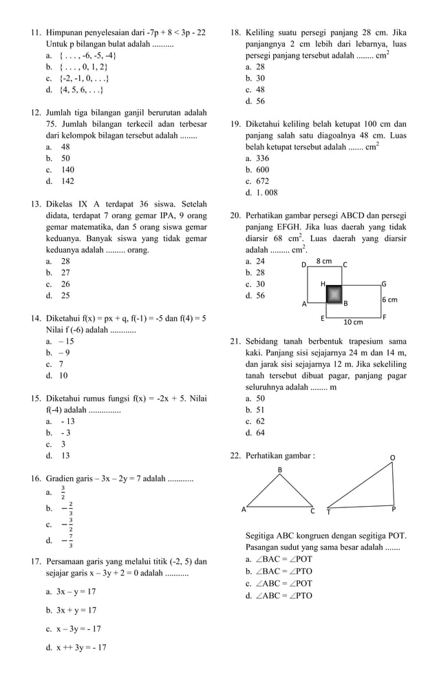 Latihan soal Matematika UN 2013 Paket 16 | DOCX