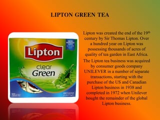 Lipton Green Tea(SWOT Analysis,STP Process, and 4Ps) | PPTX