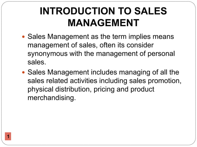 Introduction to Sales Management | PPTX