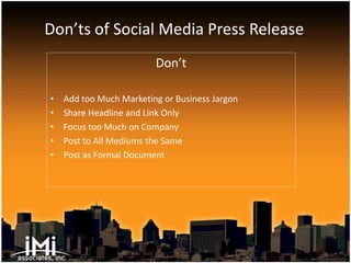 Social Media Press Releases - Leveling the Playing Field Cost Efficiently | PPTX