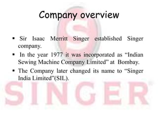 Turnaround strategy of singer India Limited | PPTX