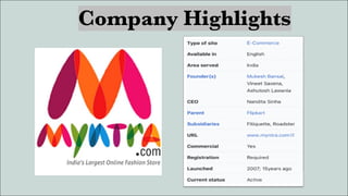 SM presentation on history of Myntra company | PDF