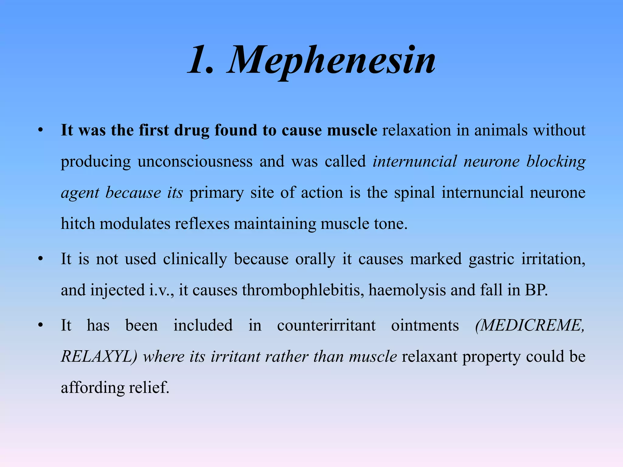 centrally acting muscle relaxants | PPTX