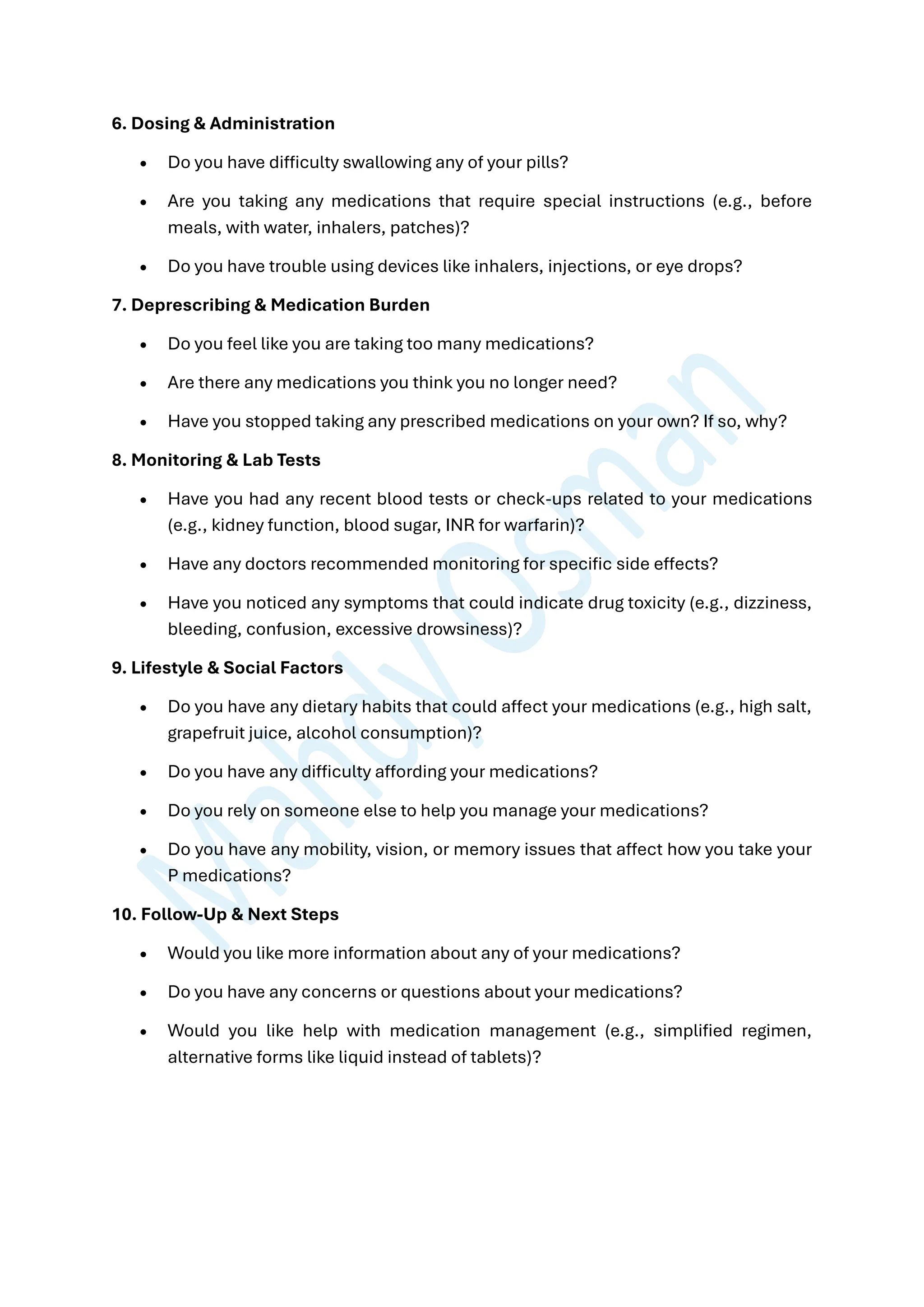 Structured Medication Review (SMR) Questionnaire | PDF