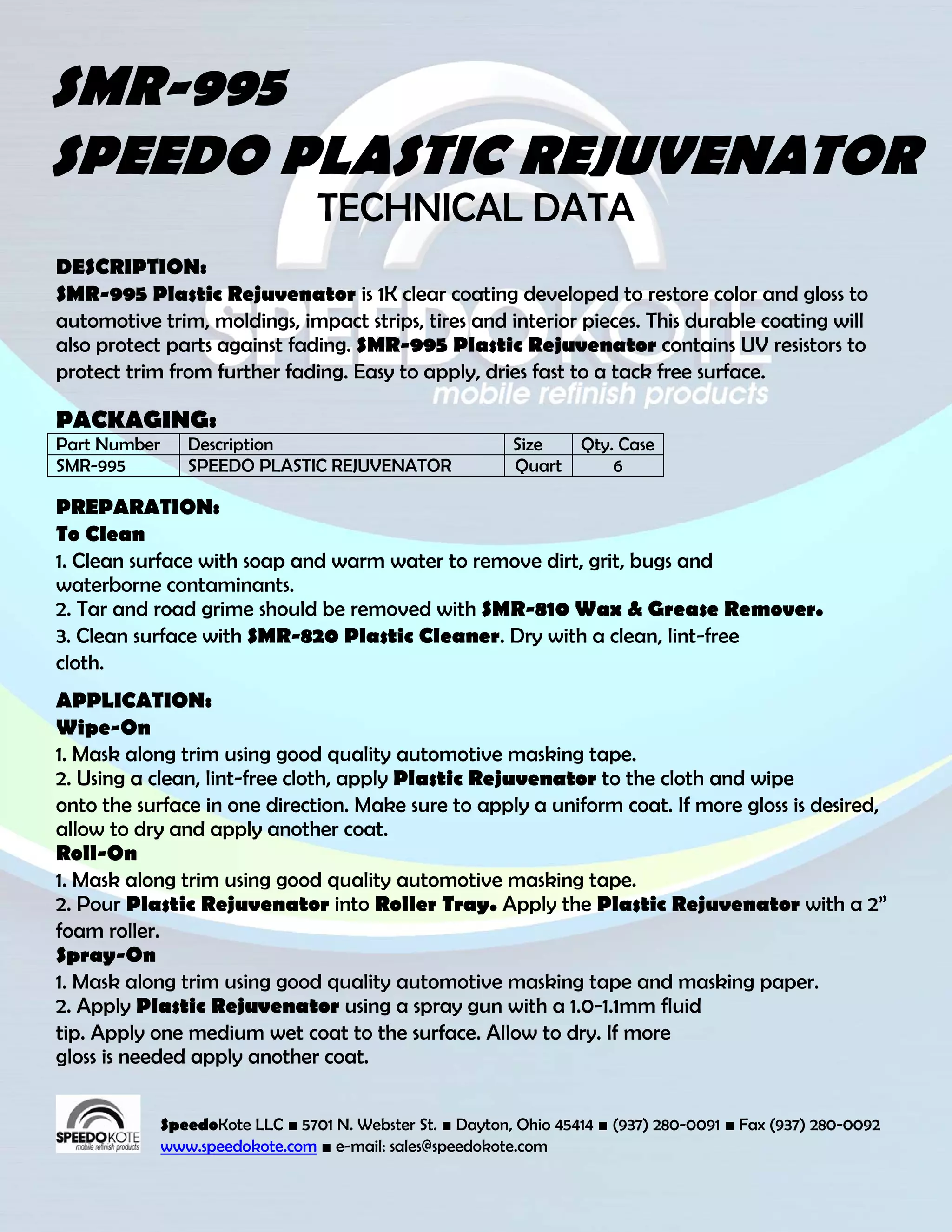 SMR-995 Plastic Rejuvenator | PDF