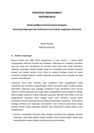 SM, Rame Priyanto, Hapzi Ali, External Macro Environment Analysis, Universitas Mercubuana, 2018 ...