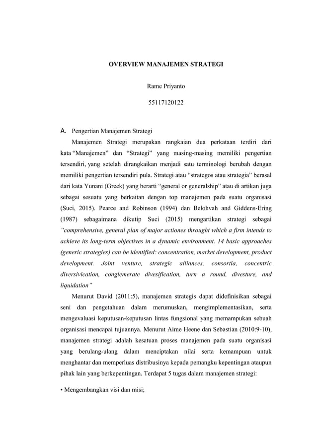 SM, Rame Priyanto, Hapzi Ali, Strategic Management Process, Universitas ...