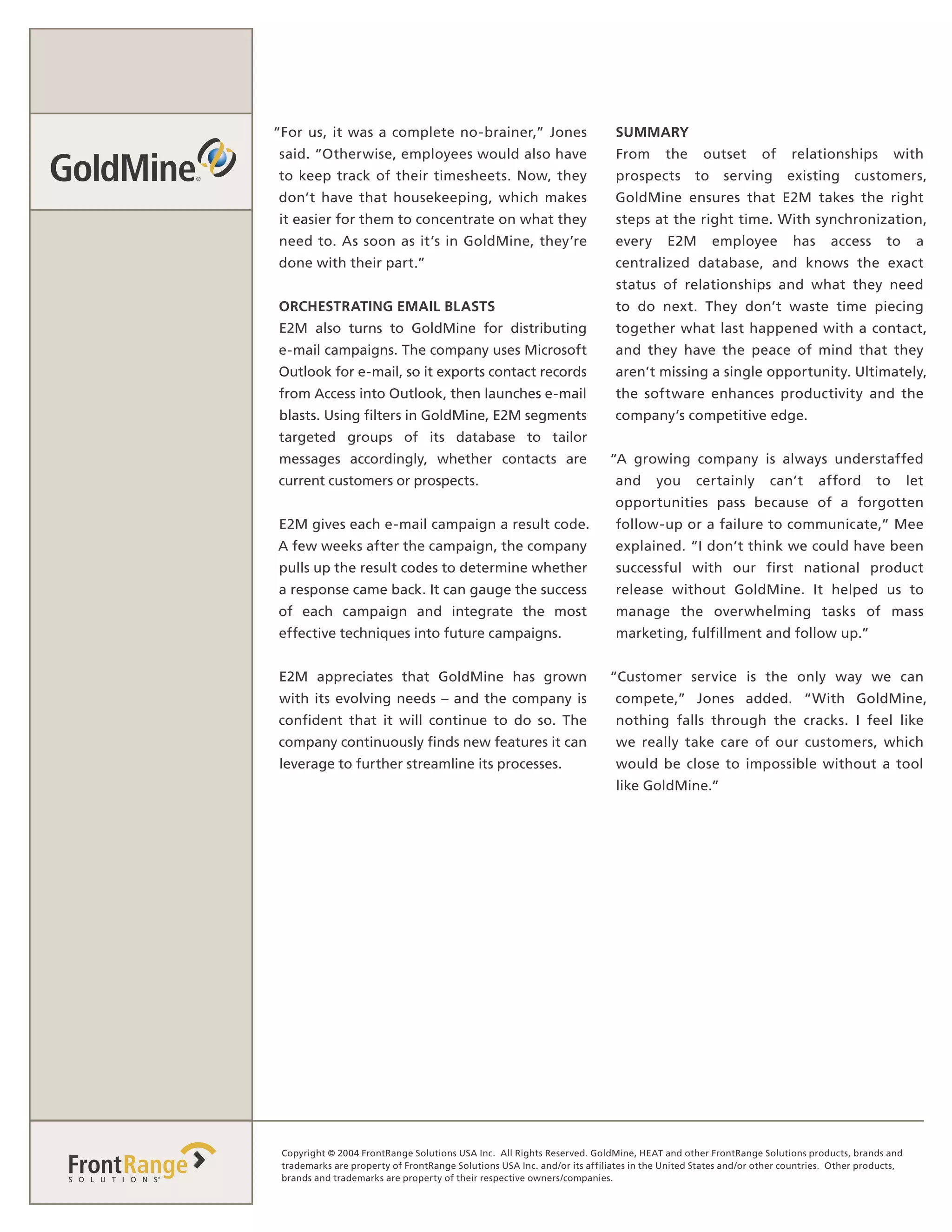 Gold Mine Case Study E2M | PDF