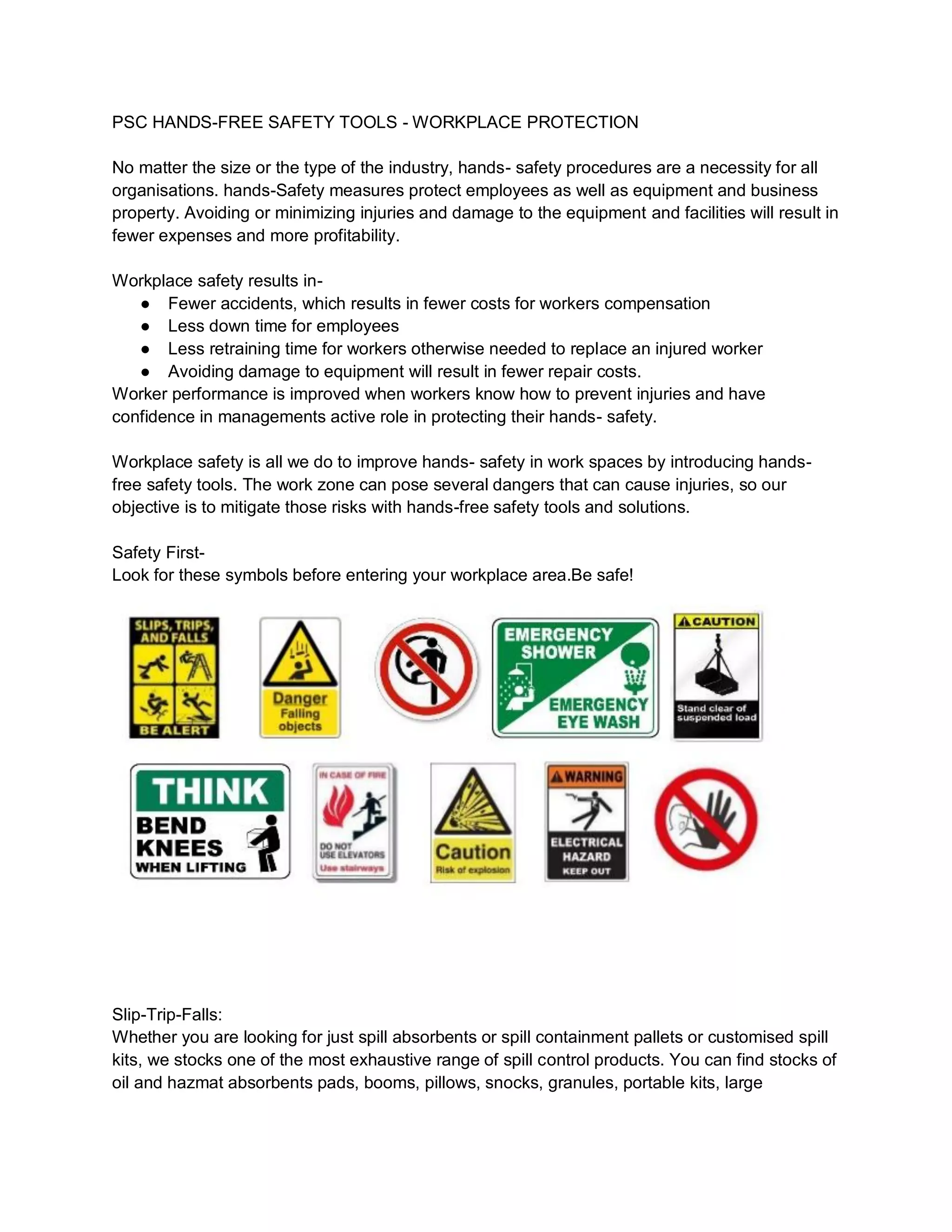 PSC Hands-Free Safety Tools - Workplace Protection | PDF