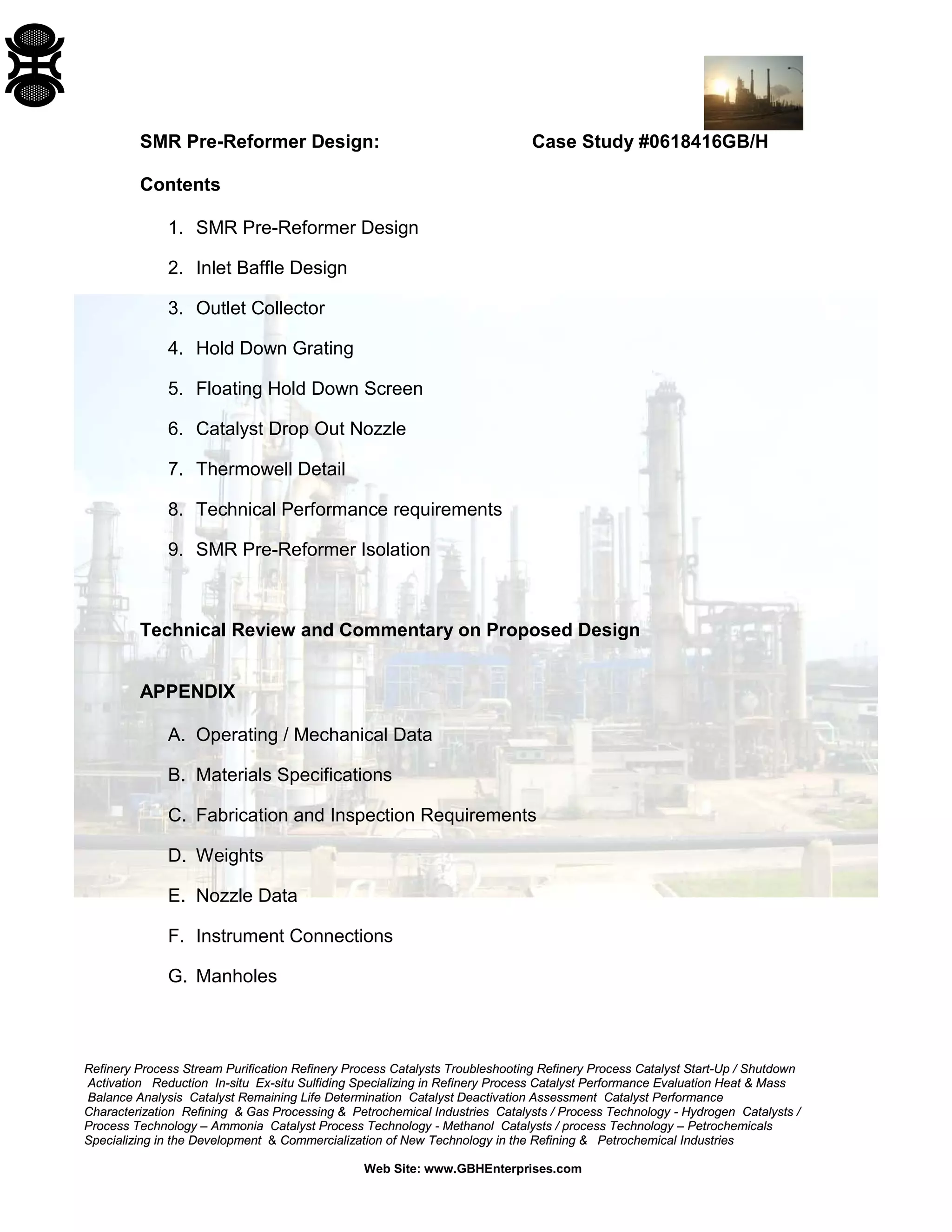 SMR PRE-REFORMER DESIGN: Case Study | PDF