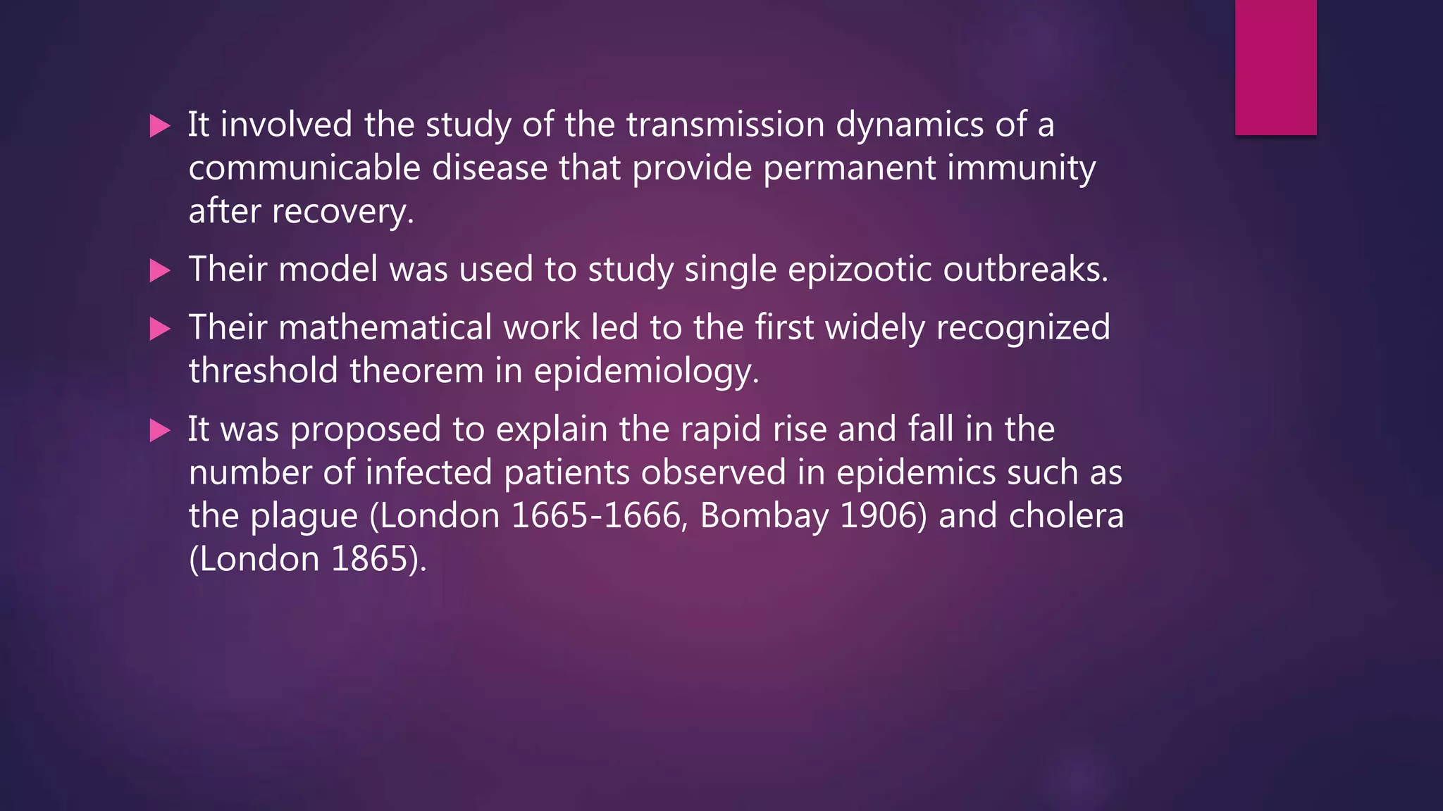 kermack & mc kendrick epidemic threshold theorem | PPTX