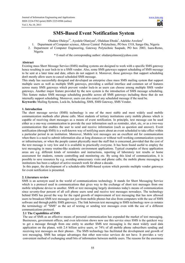 Sms based event notification system | PDF | Email | Internet