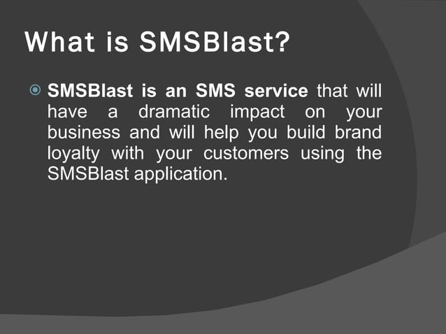 SMS Blast Corporate Presentation | PPT