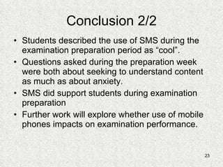 Using Short Message Services (SMS) for exam preparation | PPT