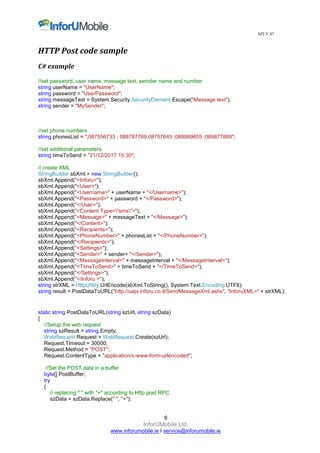 SMS API InforUMobile | PDF