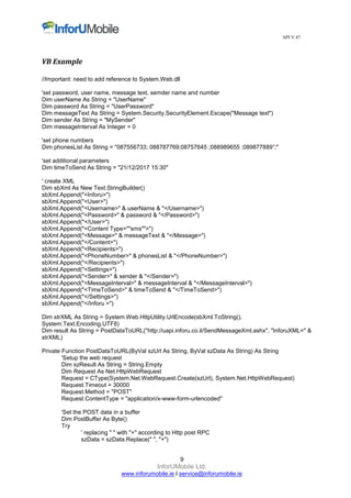 SMS API InforUMobile | PDF