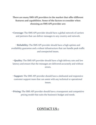 SMS API Services: A Simple and Effective Way to Reach Your Customers | PDF