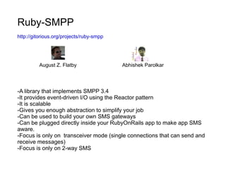Building SMS Applications with Ruby-SMPP | PPT