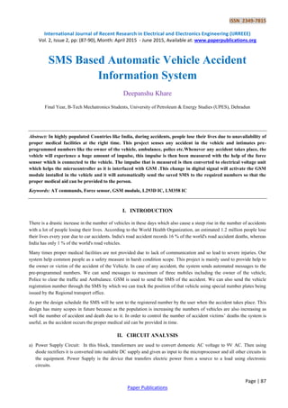 SMS Based Automatic Vehicle Accident Information System | PDF