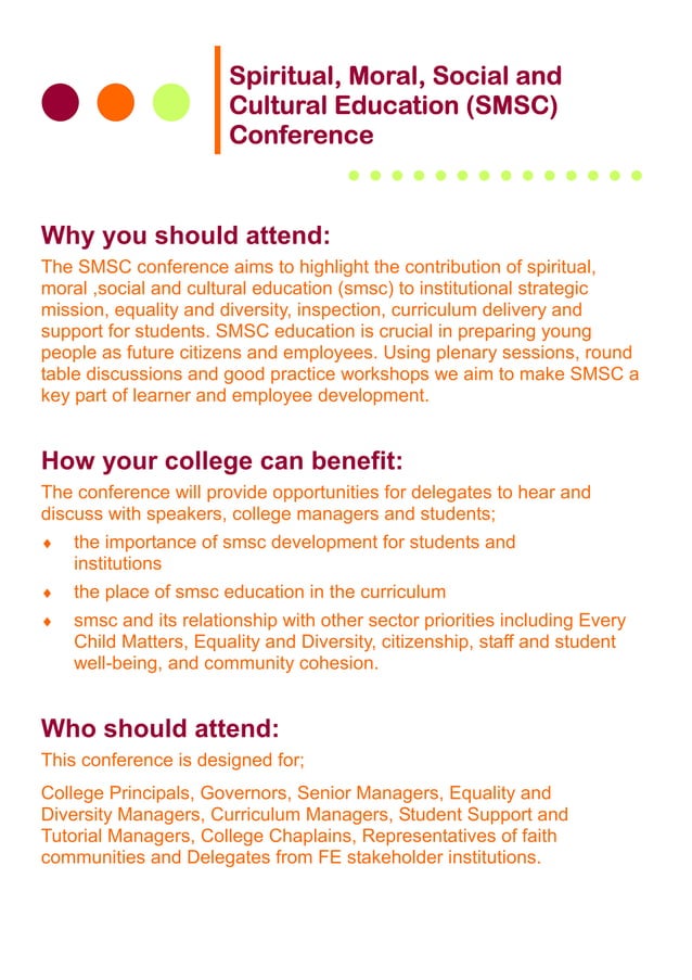 SMSC conference flyer | PDF | Prom | Personal Celebrations & Life Events