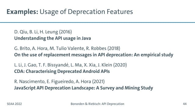 API Deprecation: A Systematic Mapping Study | PPT