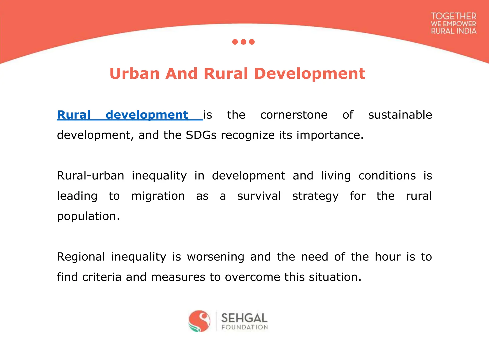 Urban And Rural Development - S M Sehgal Foundation | PPTX