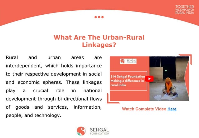 Urban And Rural Development - S M Sehgal Foundation | PPT