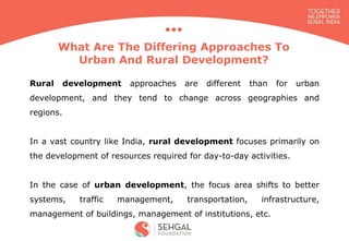 Urban And Rural Development - S M Sehgal Foundation | PPTX