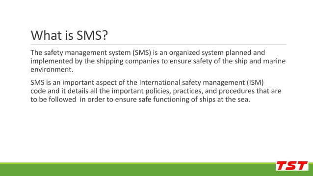 TST SMS familiarization & education | PPTX | Logistics | Business
