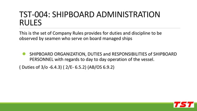 TST SMS familiarization & education | PPTX | Logistics | Business