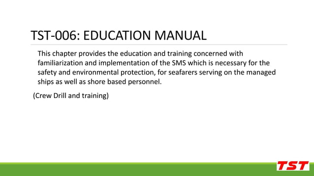 TST SMS familiarization & education | PPTX | Logistics | Business