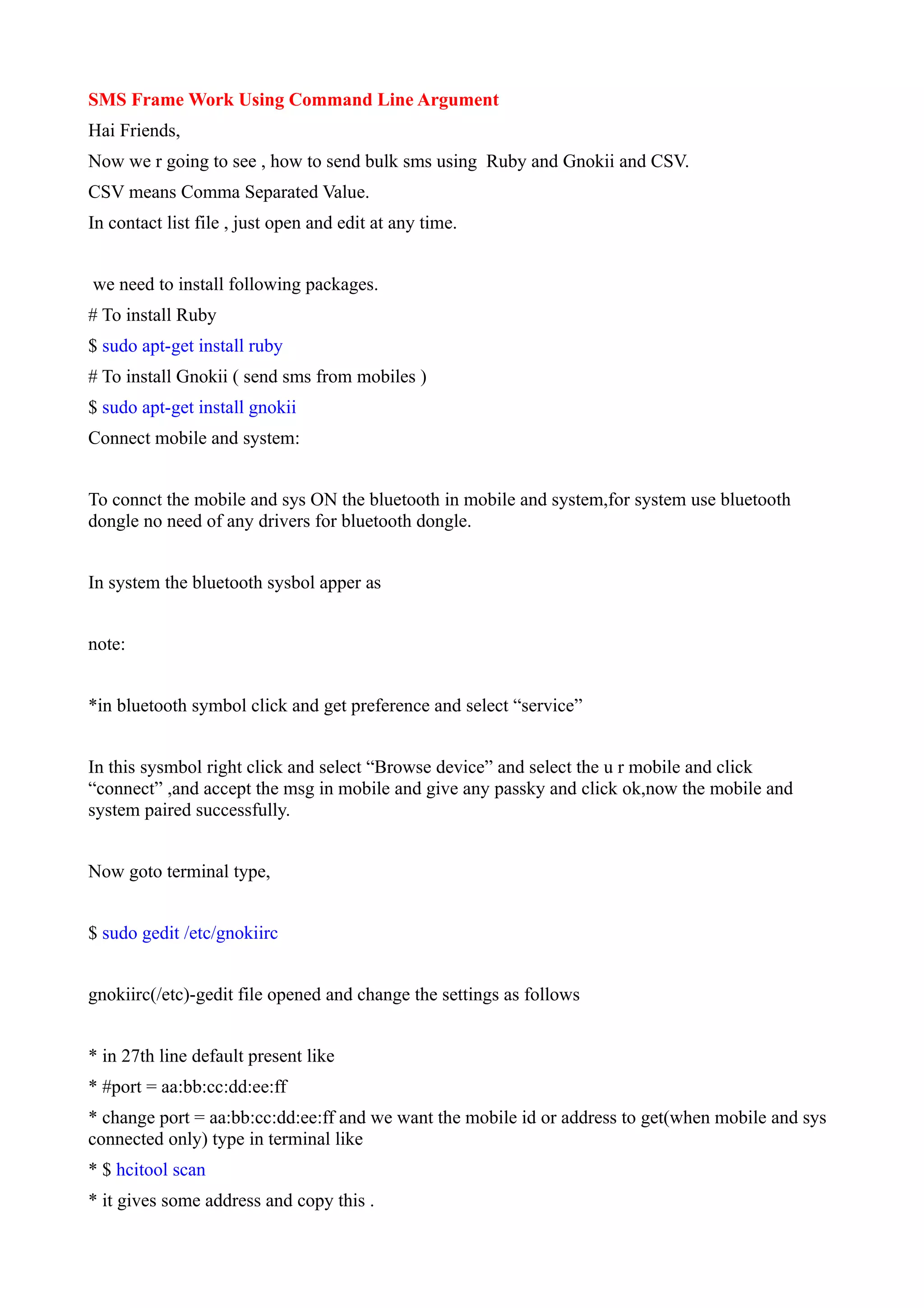 Sms Frame Work Using Gnokii Ruby And Csv Command Line Argument Pdf 4644